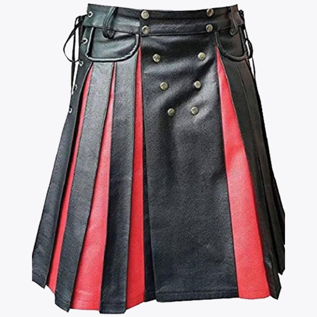 Genuine Gladiator Leather Kilt With Front Panels Kilt for Men Scottish ...