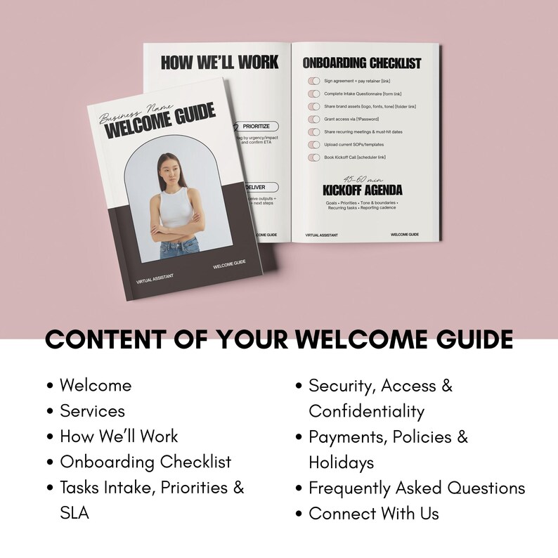 Virtual Assistant Template Client Onboarding Kit Canva Business Welcome ...