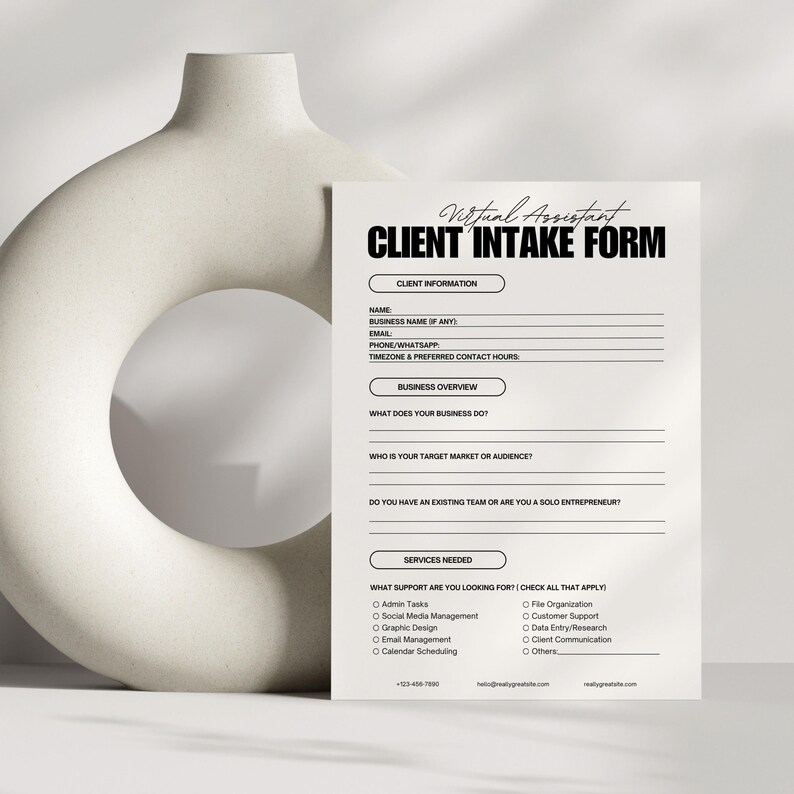 Virtual Assistant Template Client Questionnaire Business Form Fillable ...