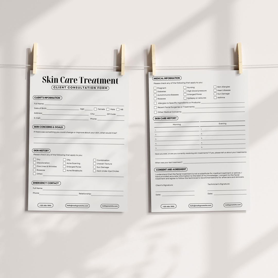 Skincare Consultation Template Esthetician Form Client Questionnaire ...