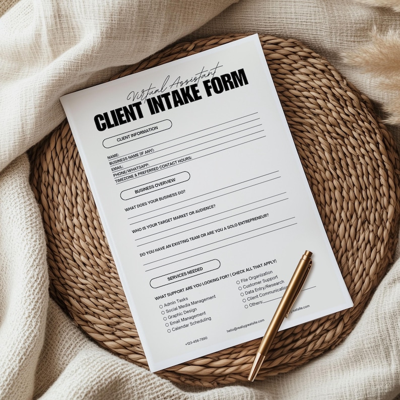 Virtual Assistant Template Client Questionnaire Business Form Fillable ...