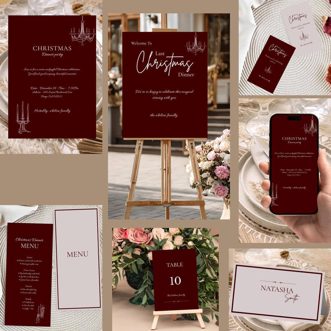 Last Christmas Dinner Bundle | Editable Templates | Menu, Invitation ...