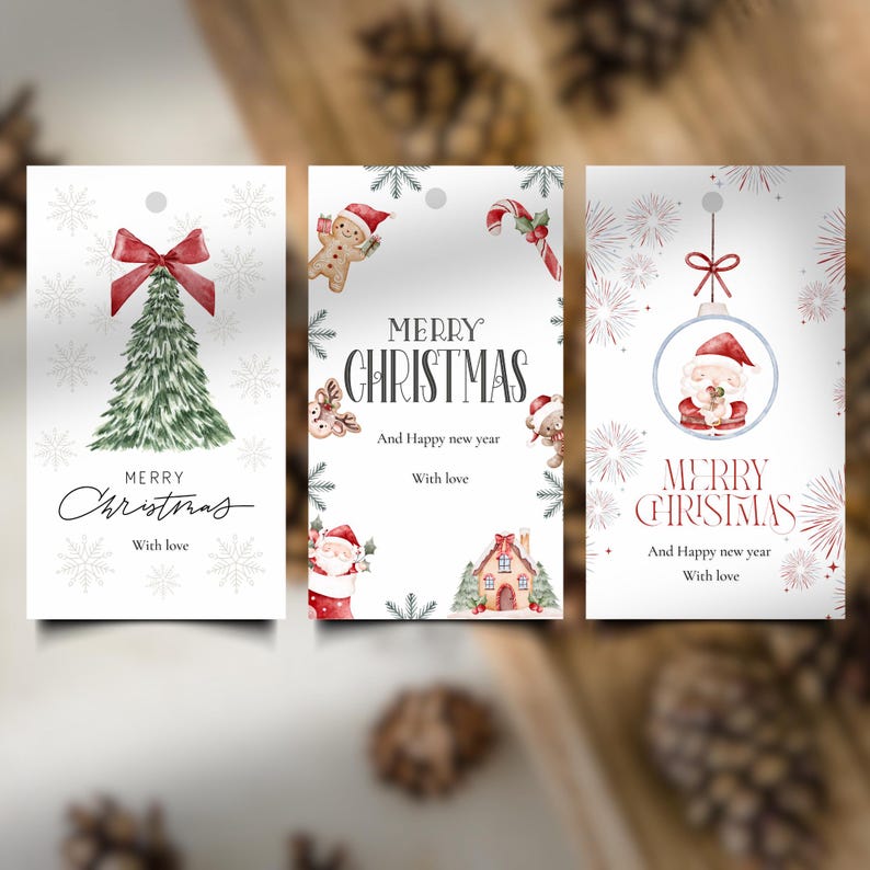 Christmas & New Year Gift Tags – Set of 3 Printable Labels (2x3.5 ...
