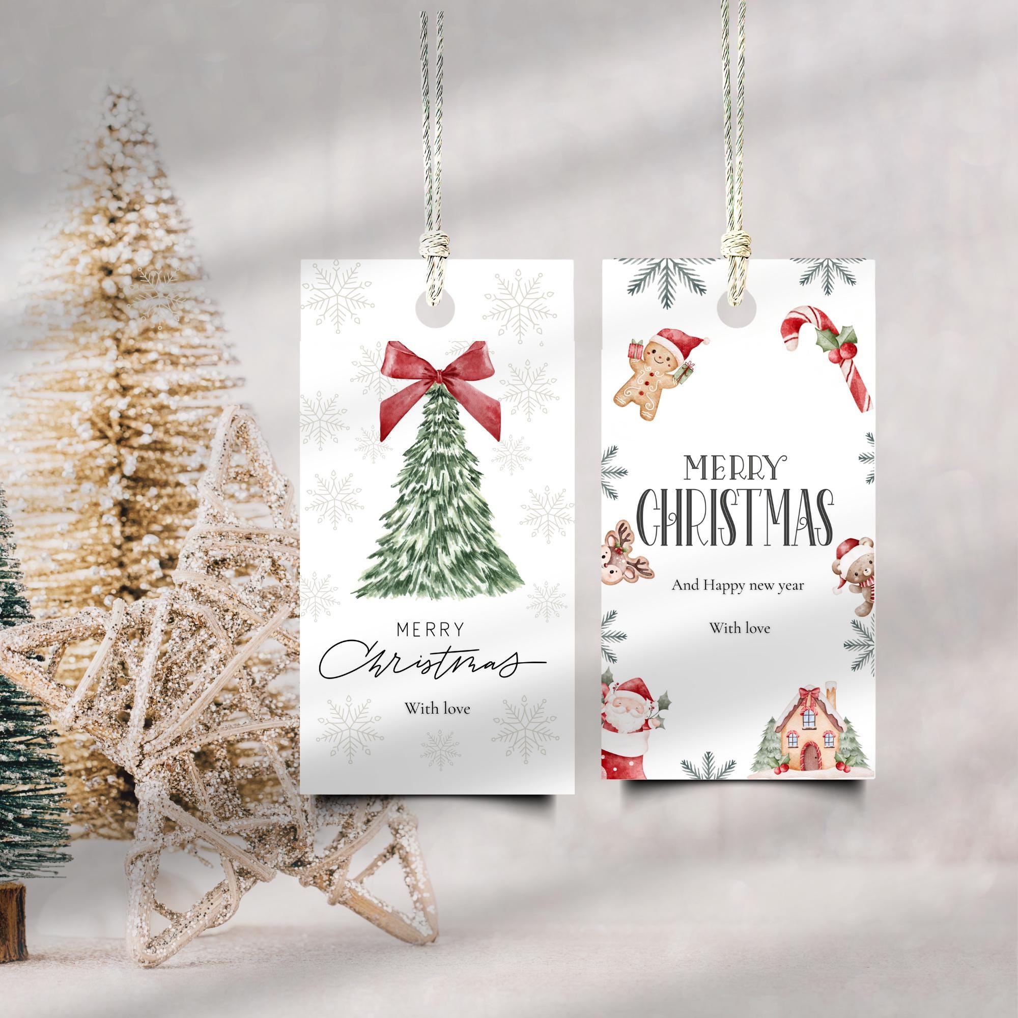 Christmas & New Year Gift Tags – Set of 3 Printable Labels (2x3.5 ...