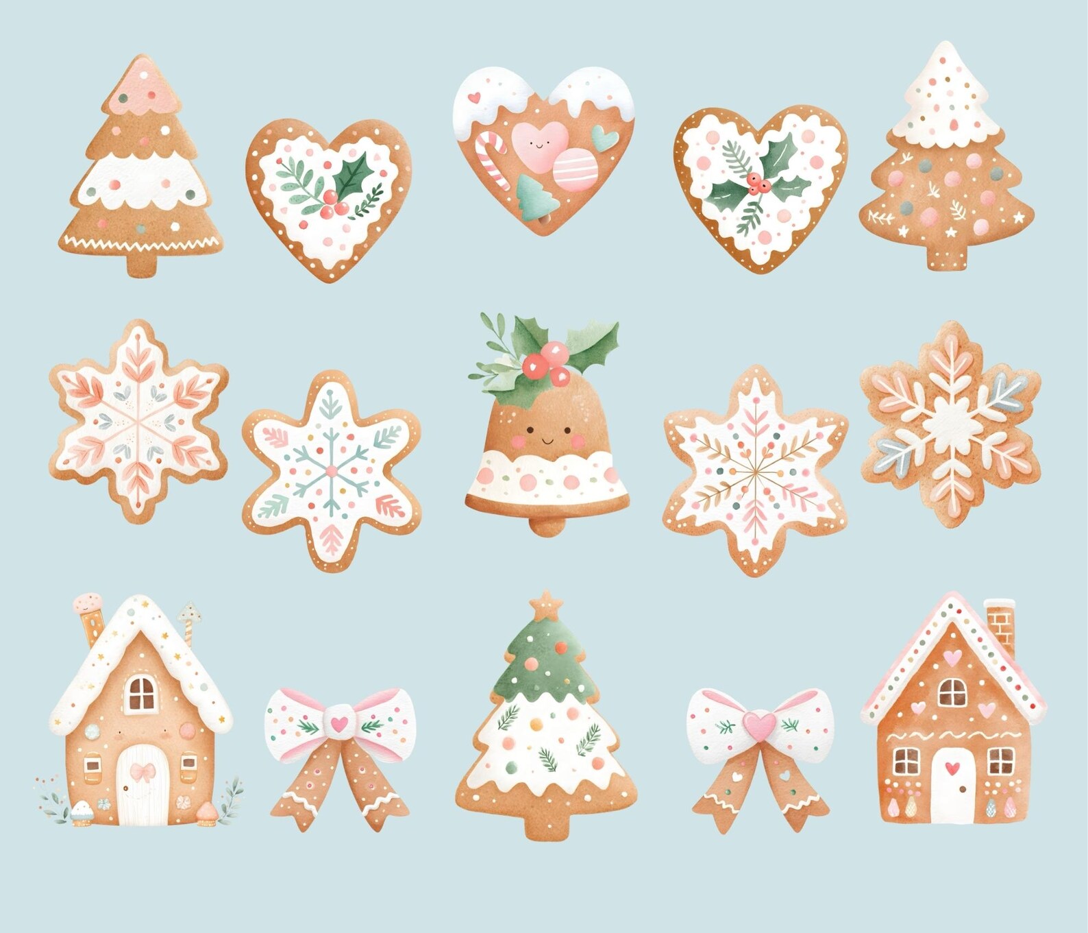 Pastel Gingerbread Clipart Set | Christmas Cookies in Soft Pastel ...