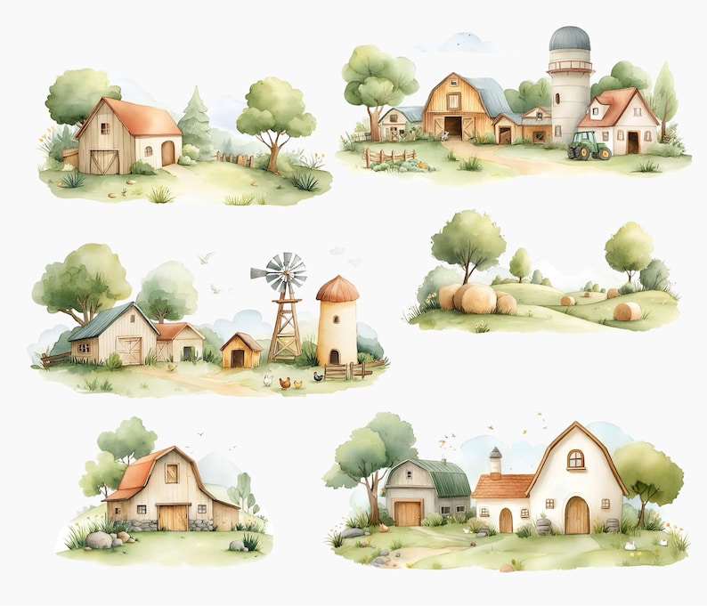 Watercolor Farm Animals Clipart, Baby Animals PNG - Etsy