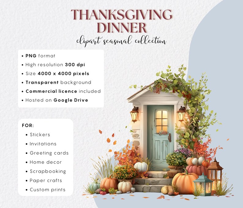 Thanksgiving Dinner Clipart Bundle | Holiday Dishes and Drinks ...