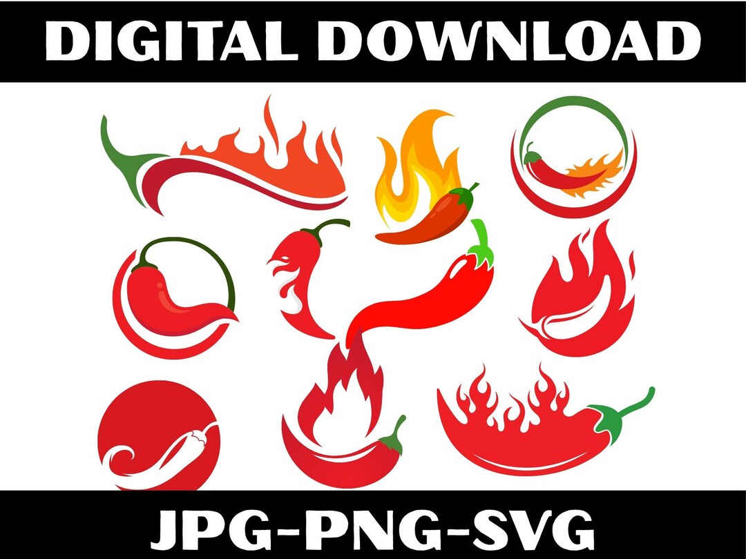 Chili SVG\ Spicy Pepper Clipart\ Hot Pepper Design\ Kitchen Wall Art ...