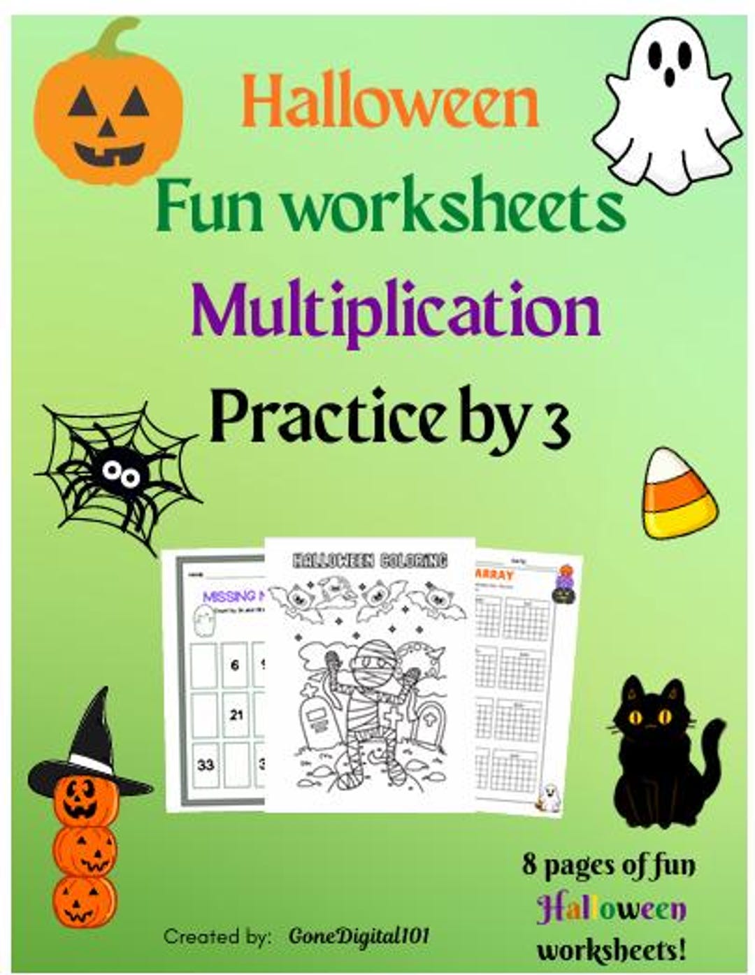 Halloween Math Worksheets: Multiplication by 3s, Fun Activities (PDF ...