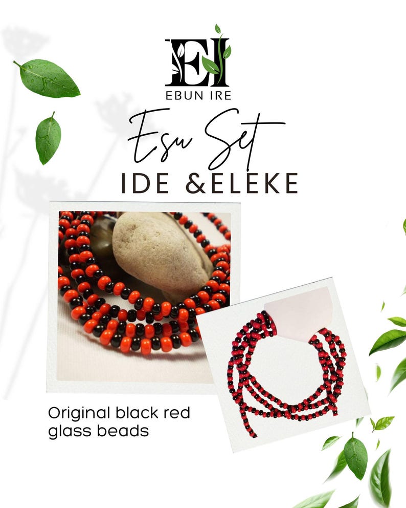 Esu Set of Eleke and Ide Red Black Glass Beads Ifa Spiritual Protection ...