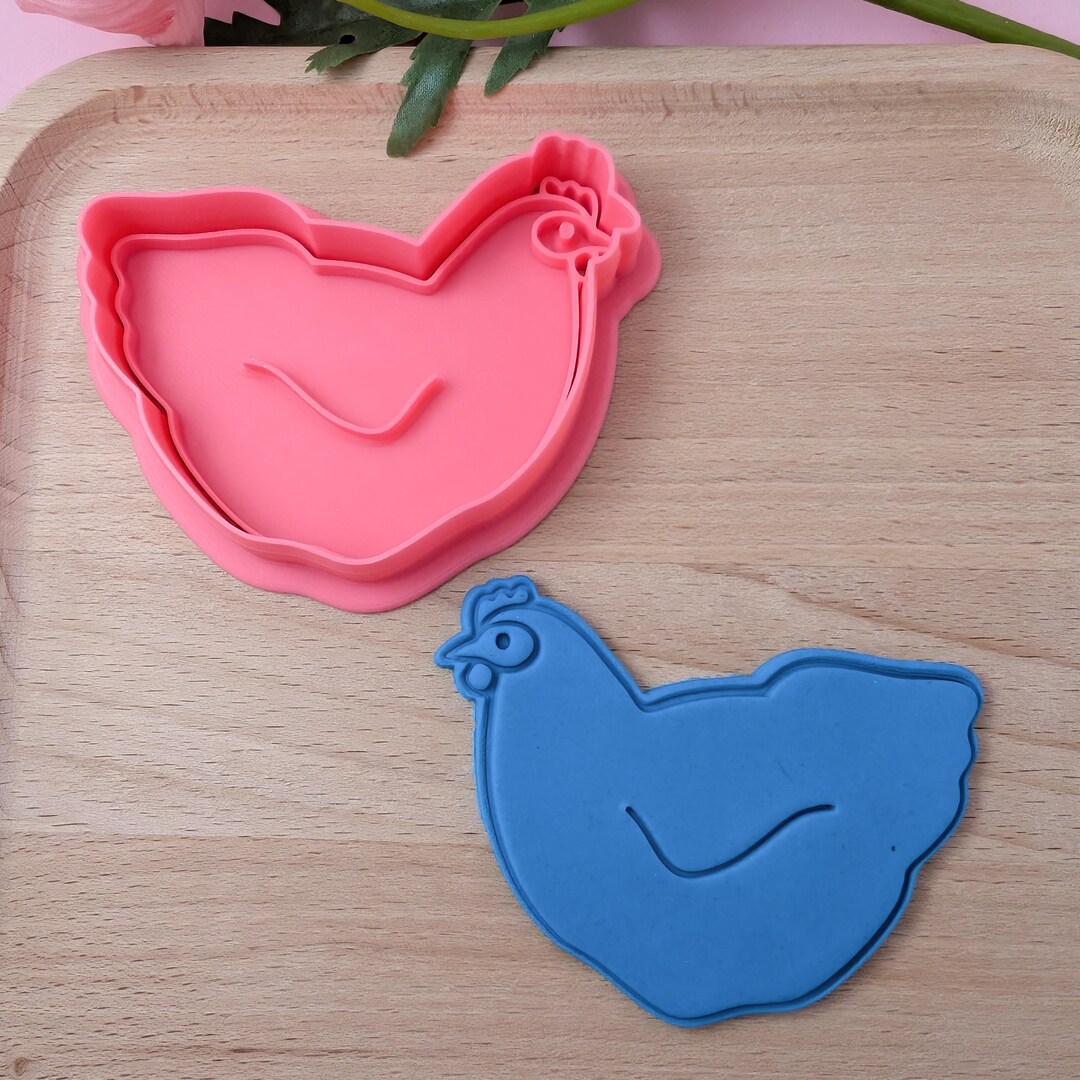 Easter Chicken Cookie Cutter and Stamp Set, Spring Hen Themed Biscuit ...