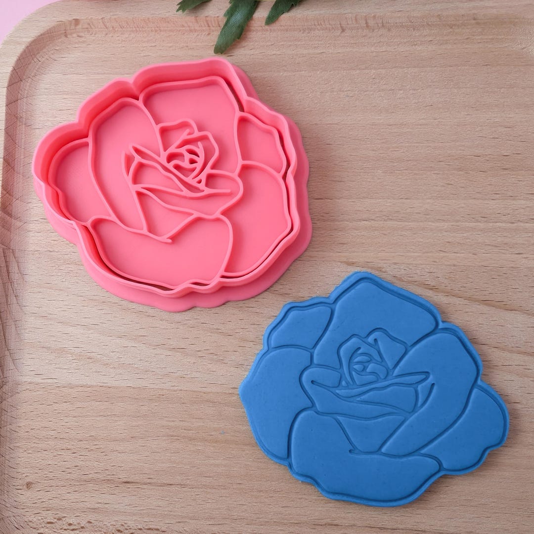 Rose Cookie Cutter and Stamp Set, Romantic Wedding Biscuit Mold - Etsy