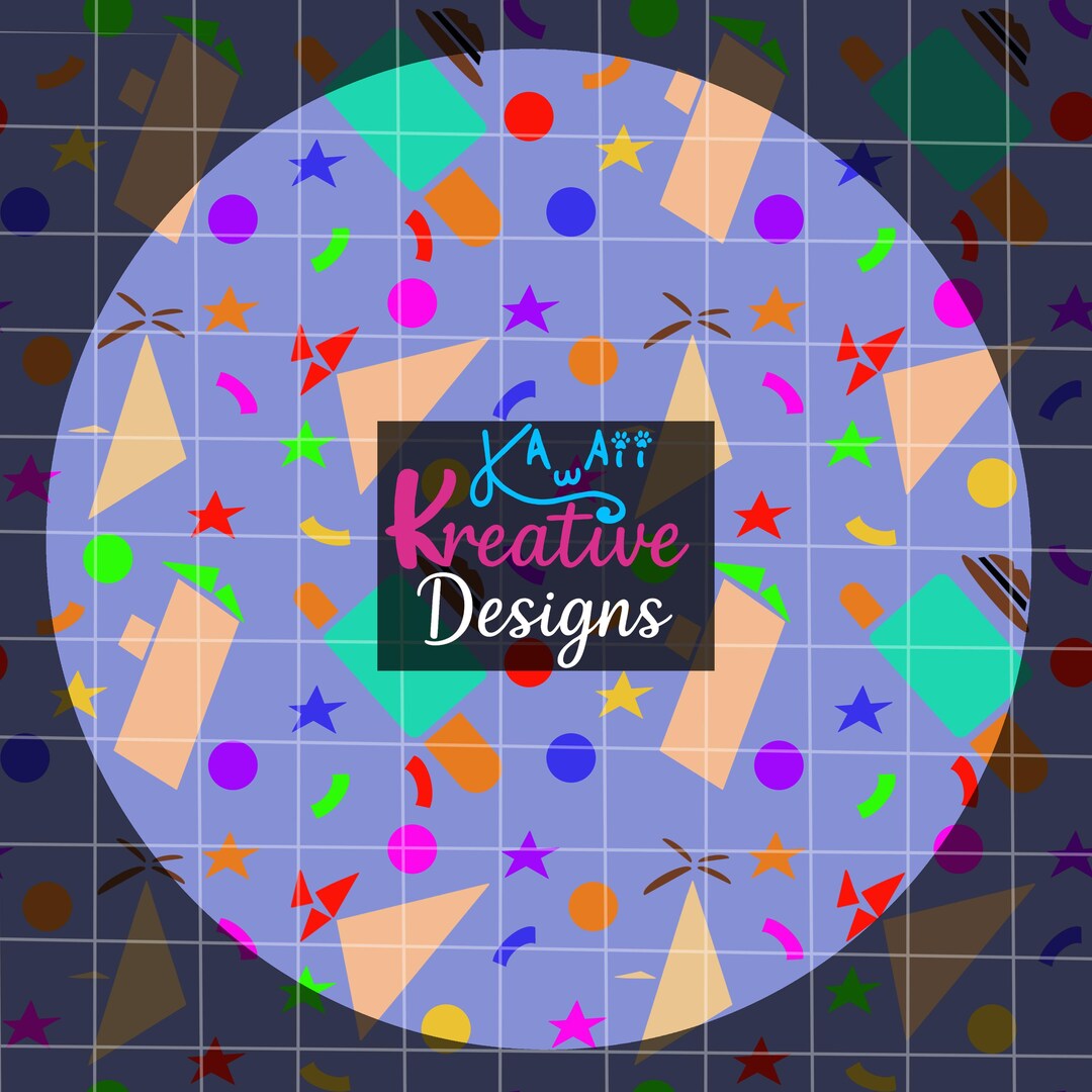 Phineas and Ferb Inspired Geometric Seamless Pattern, Colorful Cartoon ...