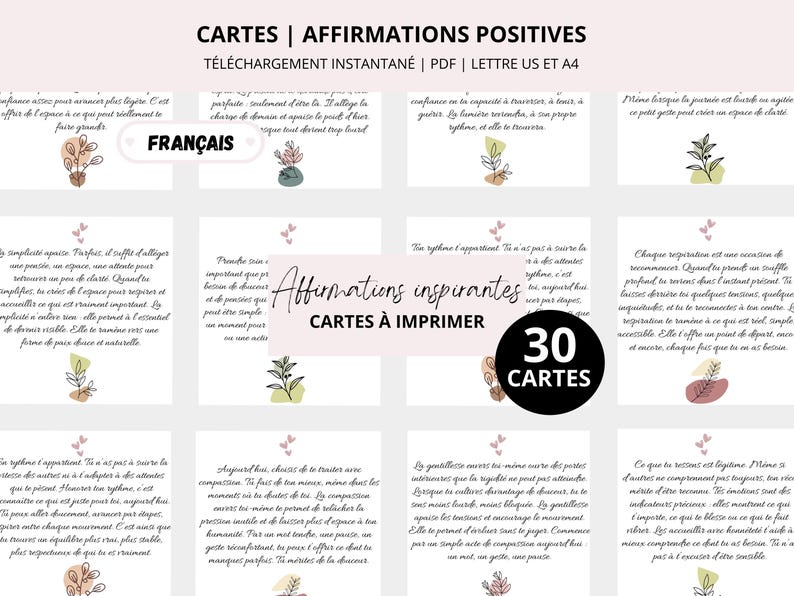 Cartes Affirmations Positives PDF; Invites en Français à Imprimer ...