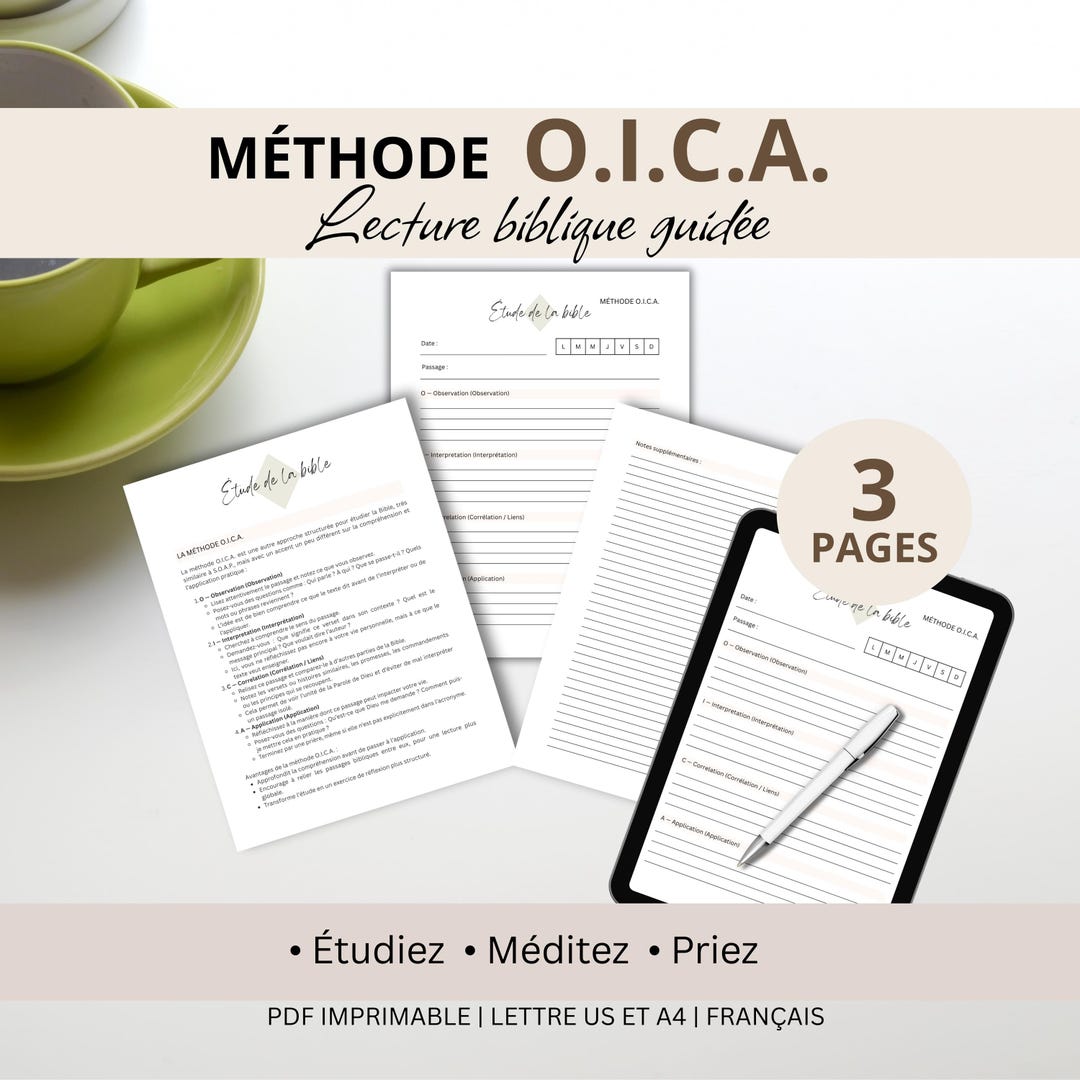 OICA Method Bible Reading | Fill-in Bible Study Sheet | Printable PDF ...