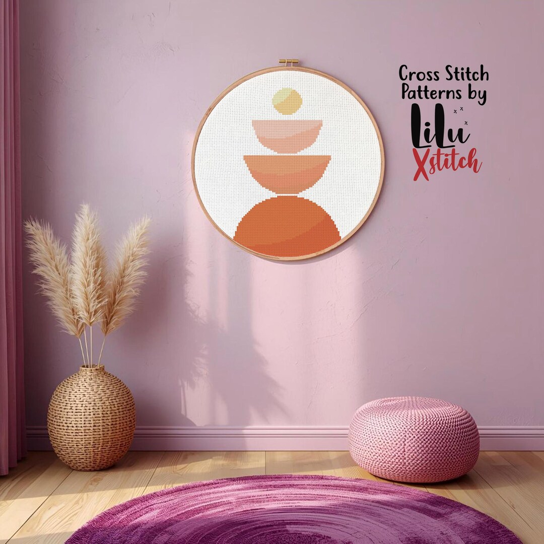 Bohemian Cross Stitch Pattern: Mid Century Boho Art Easy to Follow ...