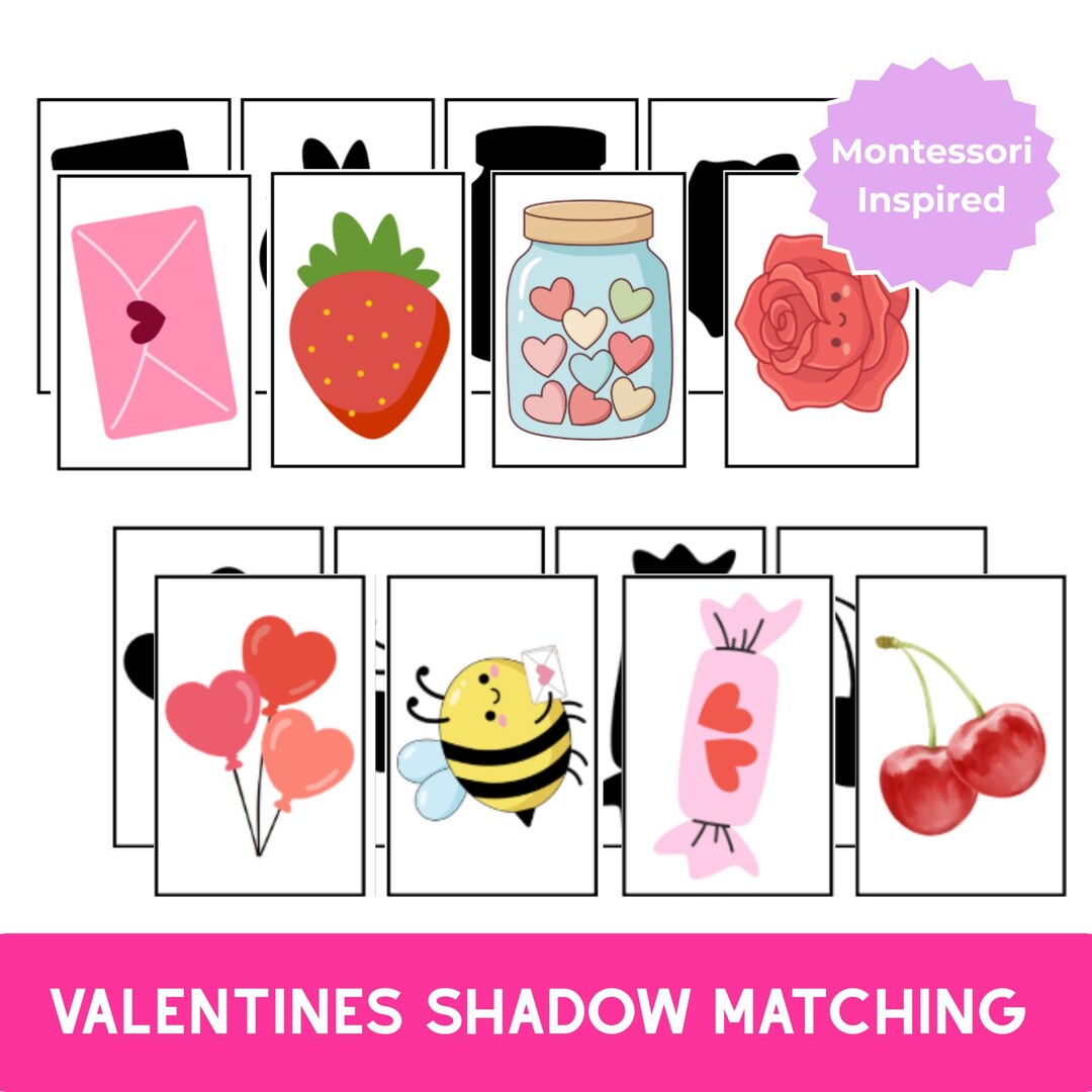Valentine’s Day Shadow Matching Montessori Activity for Toddlers ...