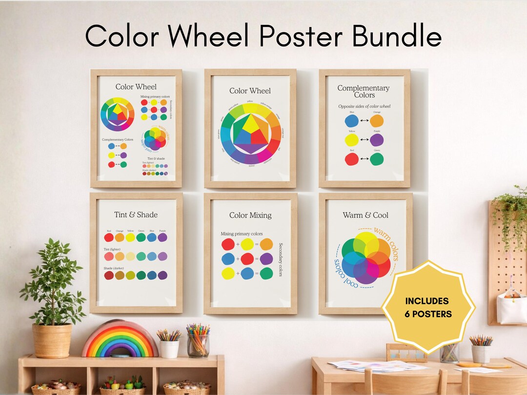 Color Theory Posters Bundle – 6 Educational Prints for Kids, Montessori ...