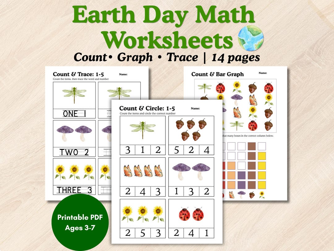 Earth Day Math Worksheets | Count, Graph, Compare & Trace 1-10 ...
