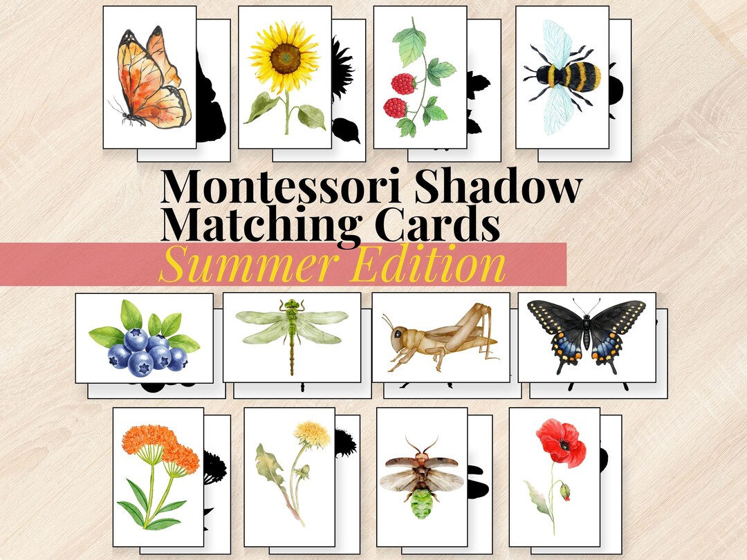 Summer Shadow Matching Cards Printable | Montessori Matching Game ...