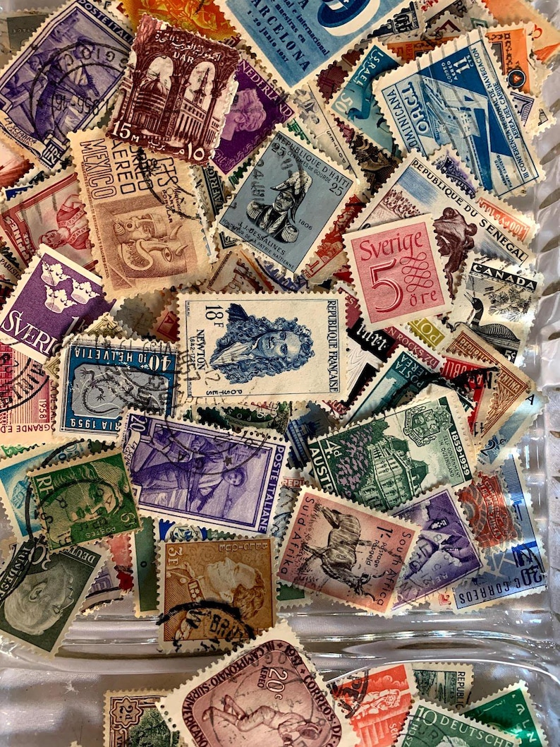 50 Curated Vintage Postage Stamp Assortment | International Used Stamps ...