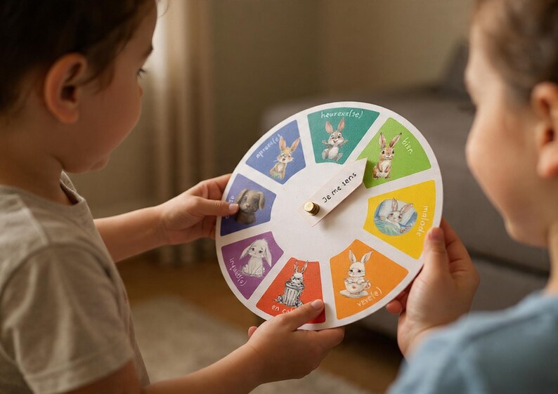 Printable Emotions Wheel for Children With Little Bunnies | Feelings ...