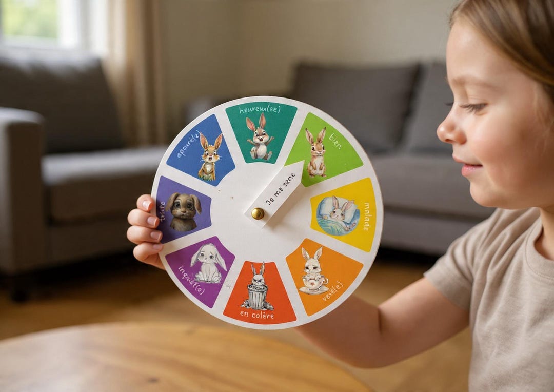 Printable Emotions Wheel for Children With Little Bunnies | Feelings ...
