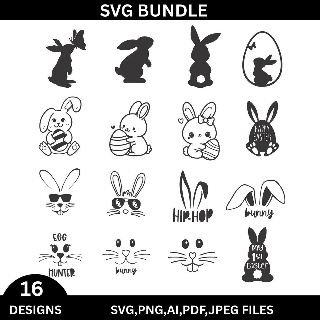 Easter Bunny SVG Bundle, Bunny Png Bundle, Bunny Face Svg Bundle ...