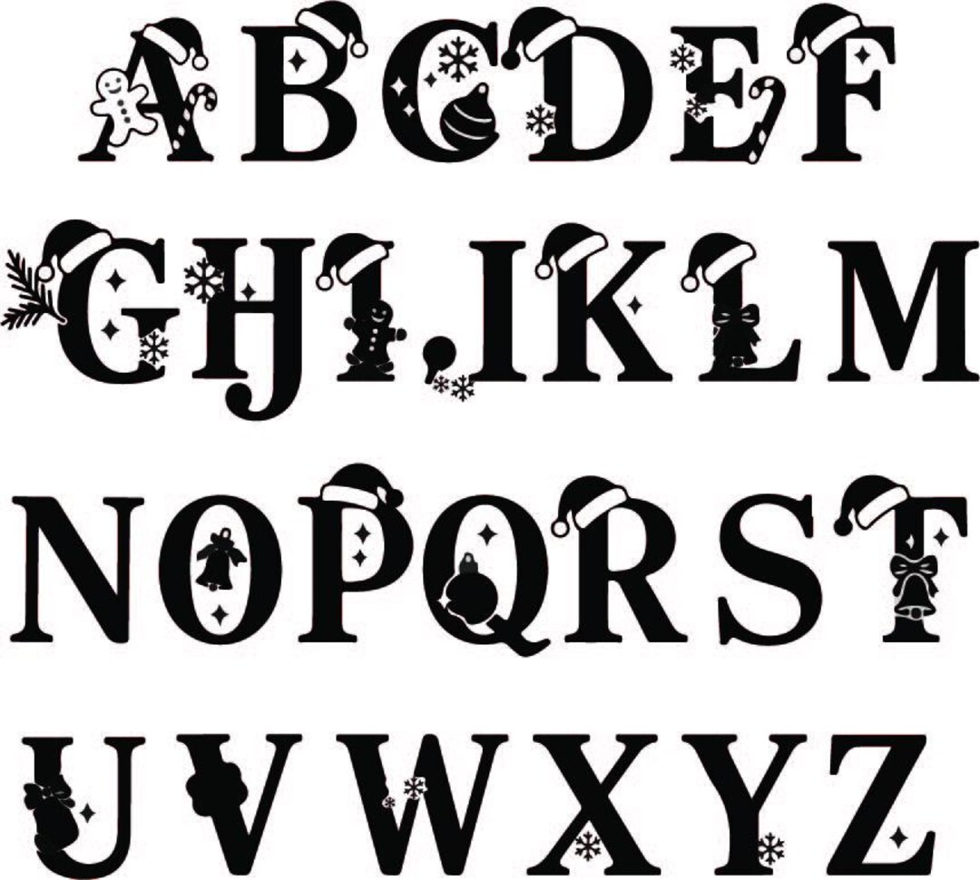 Christmas Alphabet PNG | Winter Letter Bundle | Santa Hat Font ...