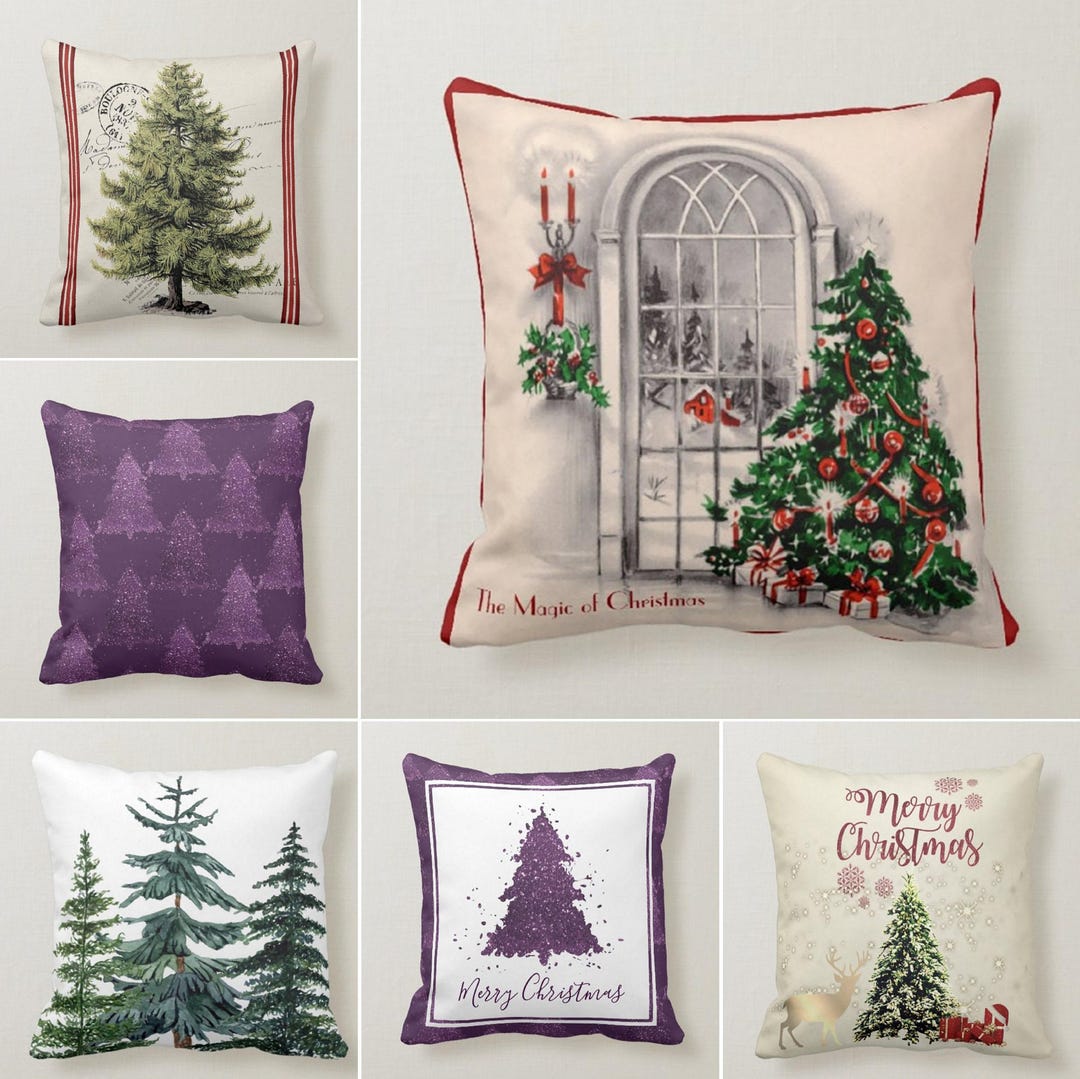 Capas de almofada com estampa de árvore de Natal, almofada natalina ...