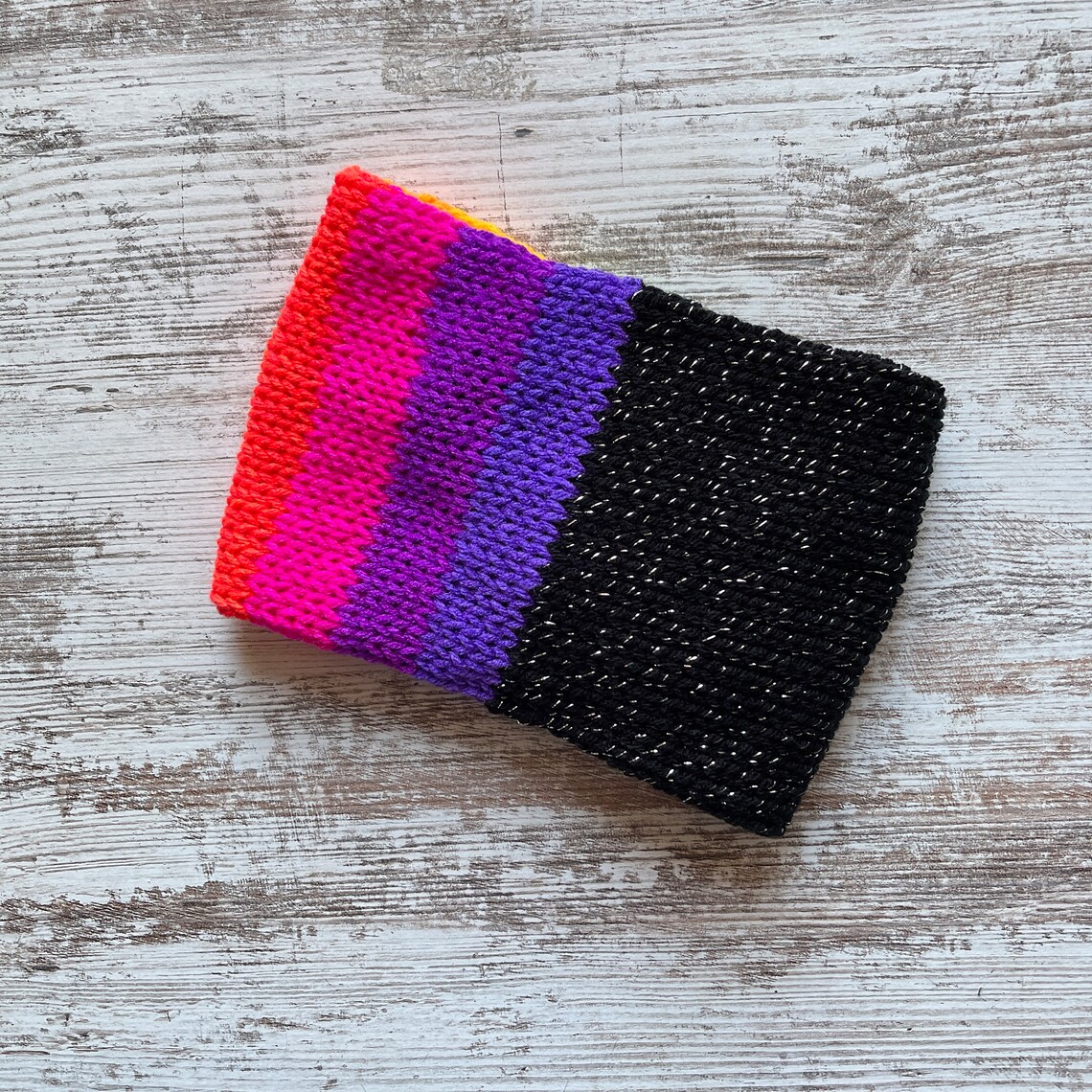 Neon Rainbow With Black and Silver Sparkle Knit Twist Winter Headband ...