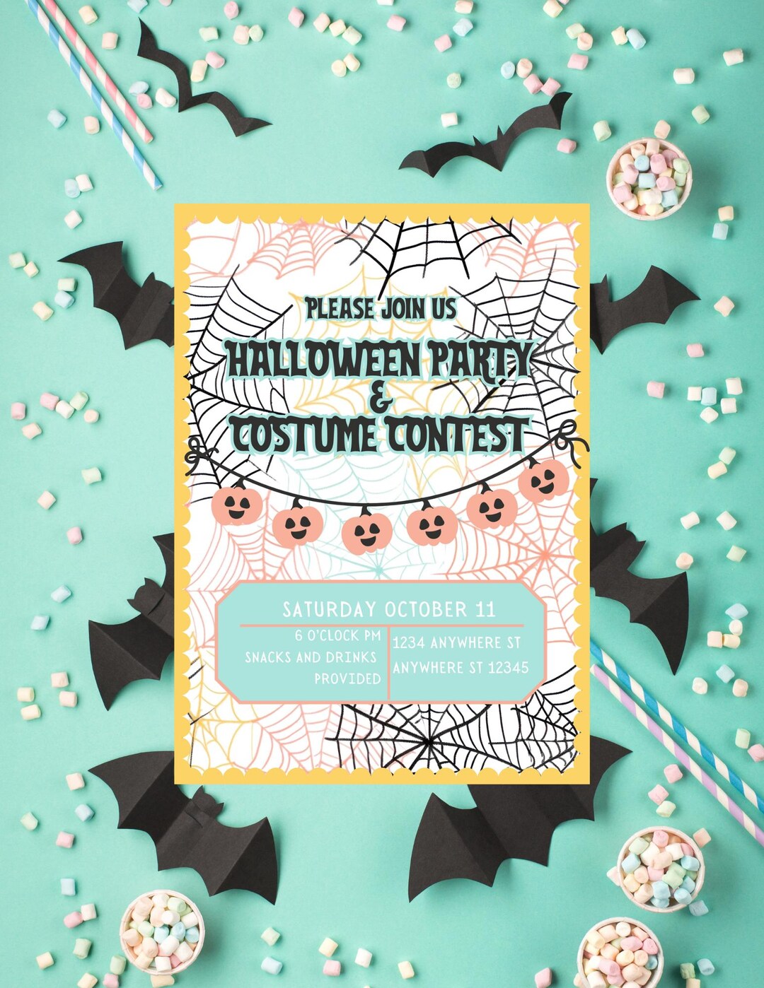 Halloween Party & Costume Contest Invite Template - Etsy