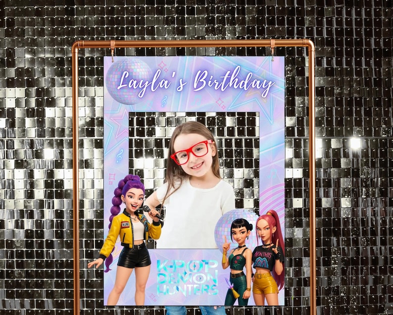 KPOP | Demon Hunters Birthday Selfie Frame | Editable Canva Template ...
