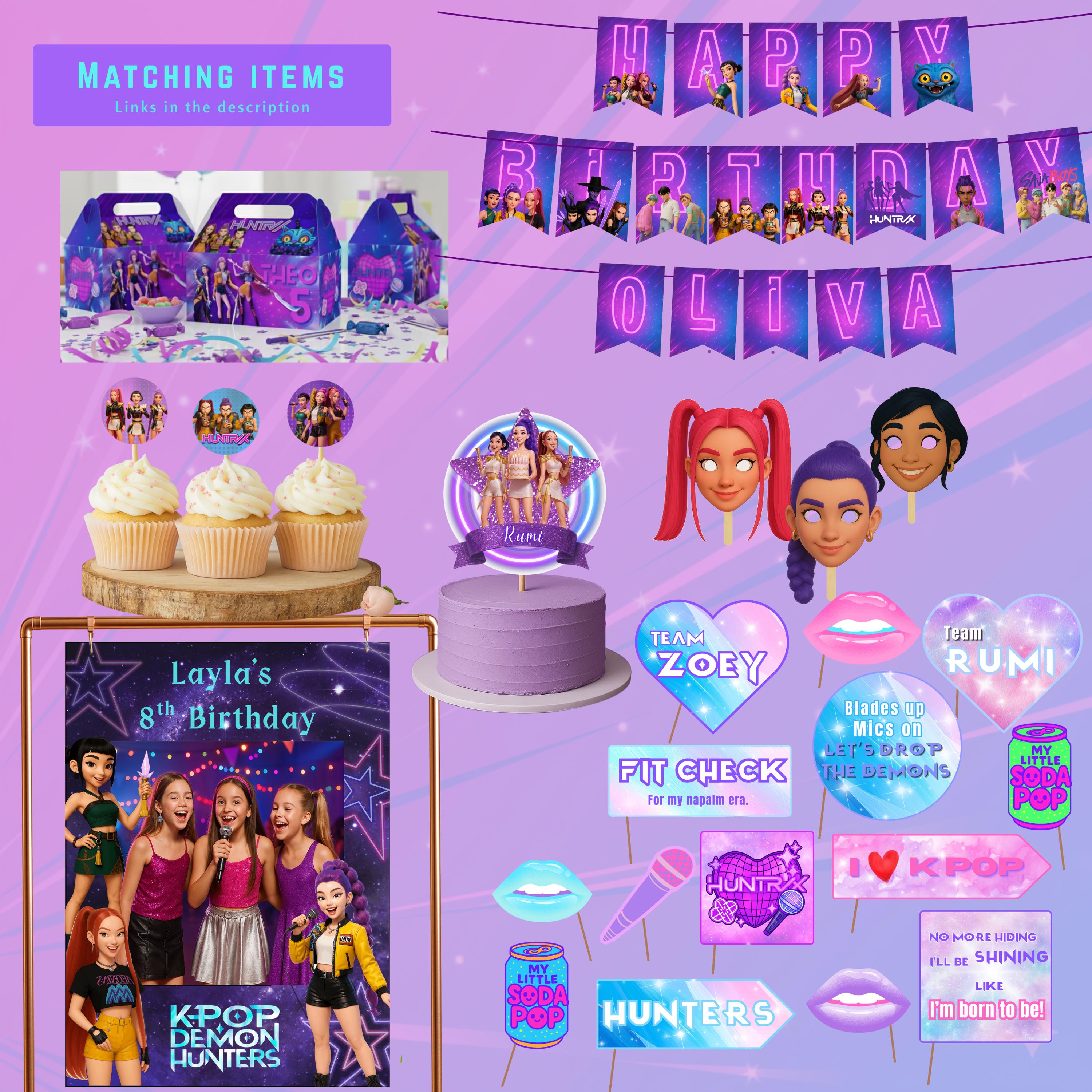 KPOP Demon Hunters Printable Face Masks Birthday Instant Download ...
