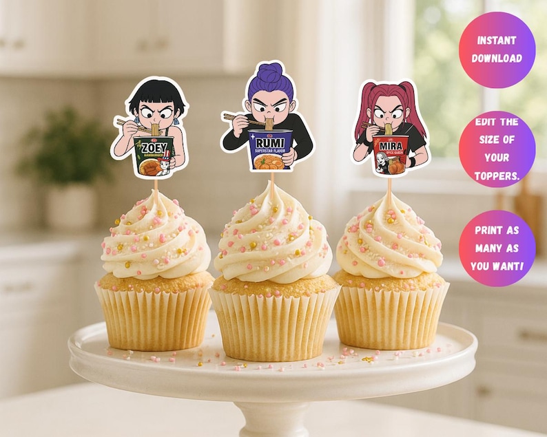 Afdrukbare KPop Demon Hunters Party Decorations-sjabloon Huntrix ...