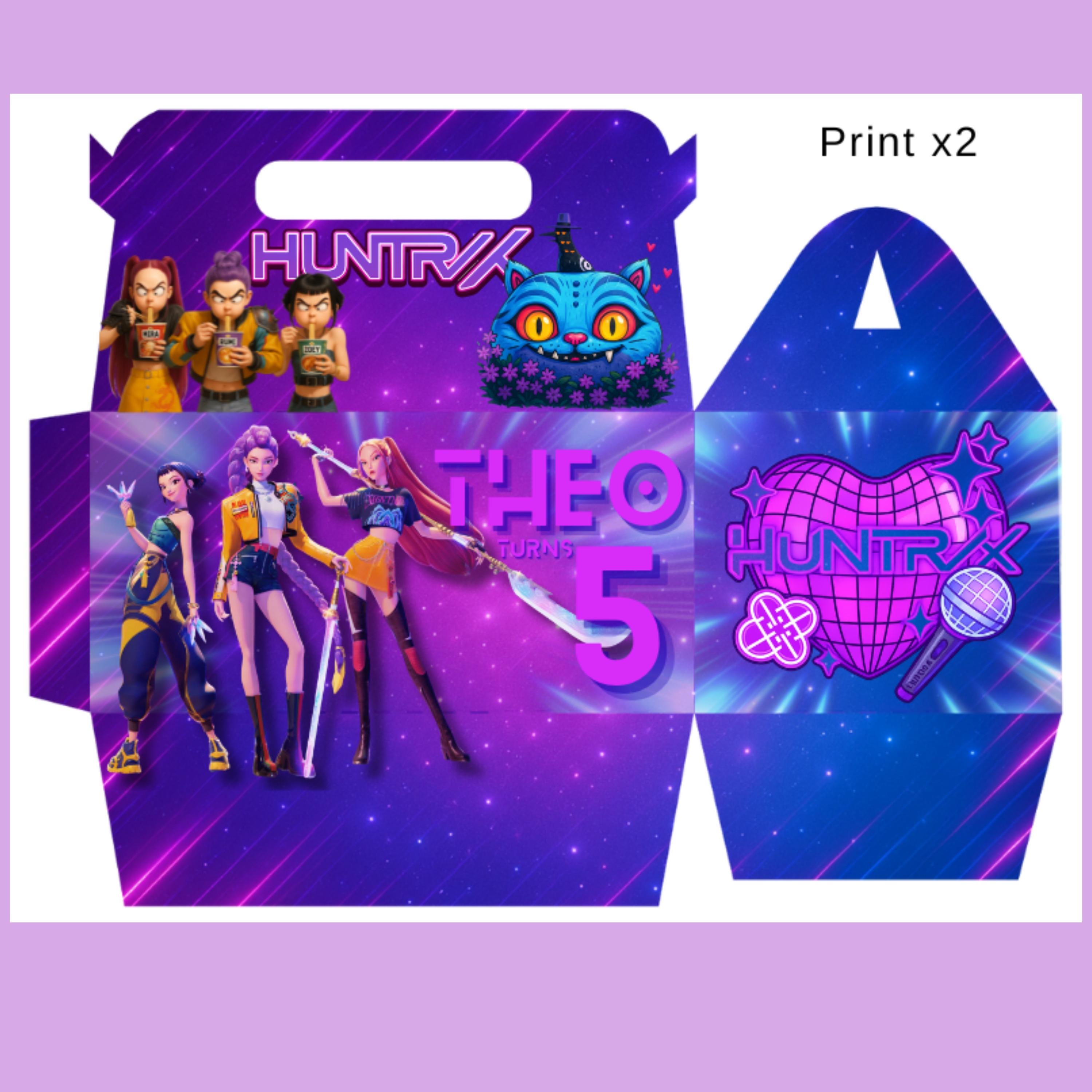 Kpop Demon Hunters Party Box Printable Huntrix Favor Box Template ...