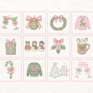 Pink Christmas Coquette Clipart Bundle Holiday Party Clipart Whimsical ...