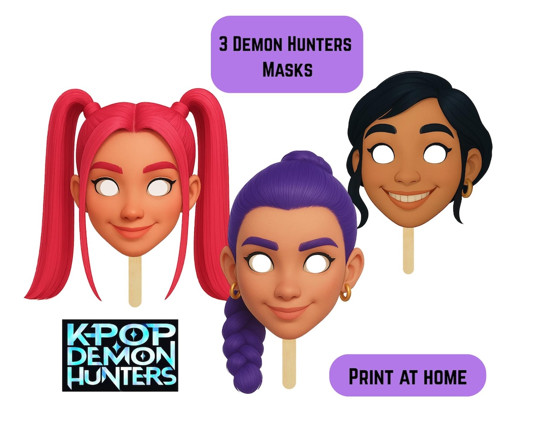 KPOP Demon Hunters Printable Face Masks Birthday Instant Download ...