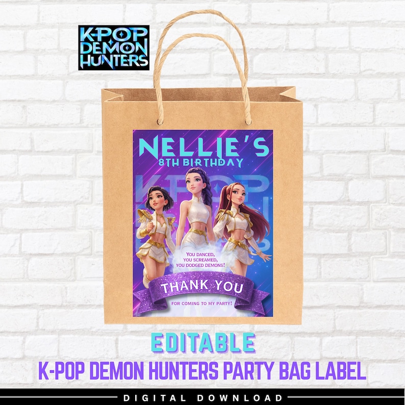 Kpop Demon Hunters Party Bag Labels Huntrix Saja Boys Favor Bag ...