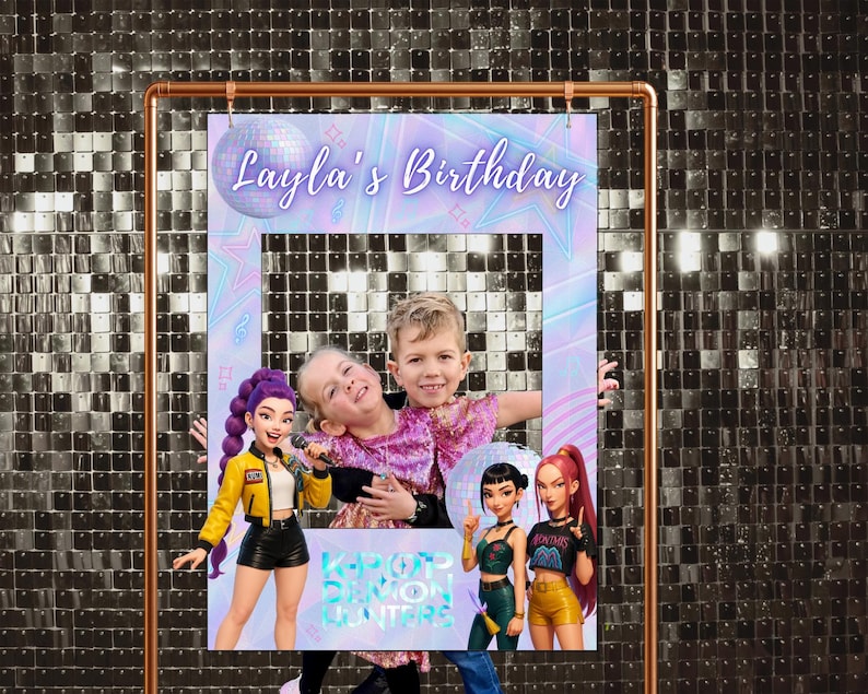 KPOP | Demon Hunters Birthday Selfie Frame | Editable Canva Template ...