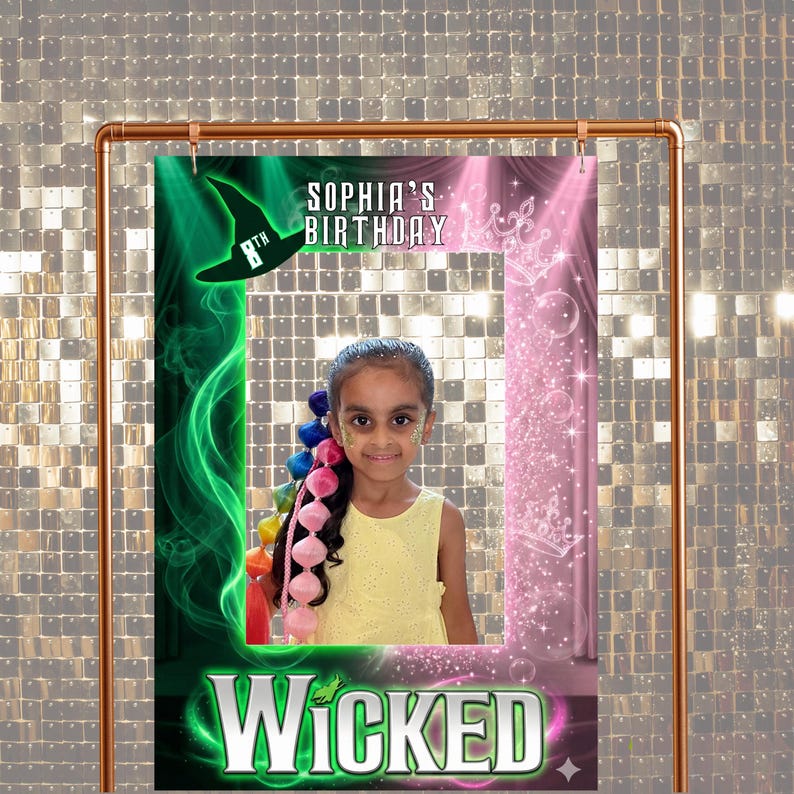 Editable Wicked Selfie Frame Photo Booth Party Prop Pink and Green ...