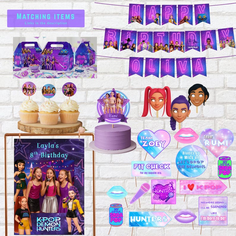 KPOP Demon Hunters Party 20 Signs Editable Station Signs Kpop Birthday ...