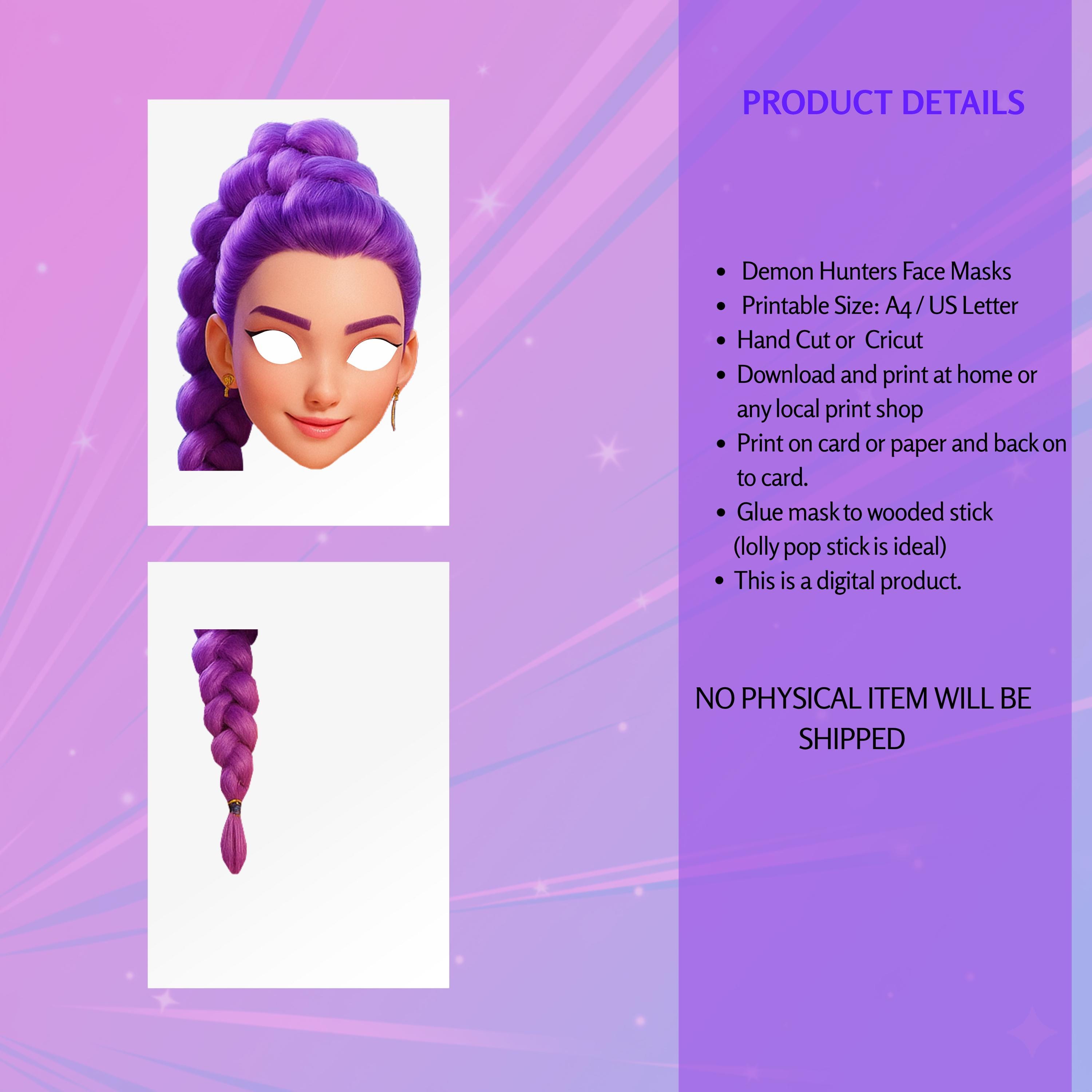 KPOP Demon Hunters Printable Face Masks Birthday Instant Download ...