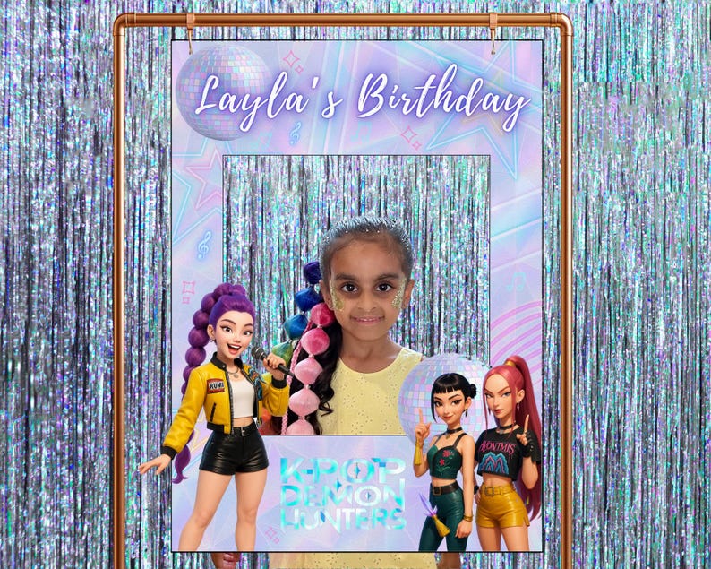 KPOP | Demon Hunters Birthday Selfie Frame | Editable Canva Template ...