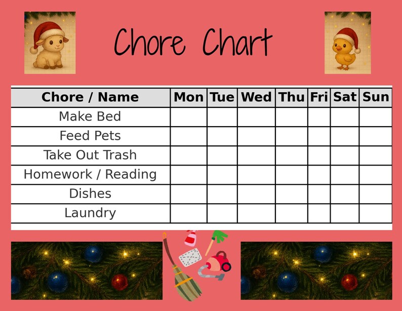 Christmas Chore Chart Printable for Kids | Holiday Responsibility ...