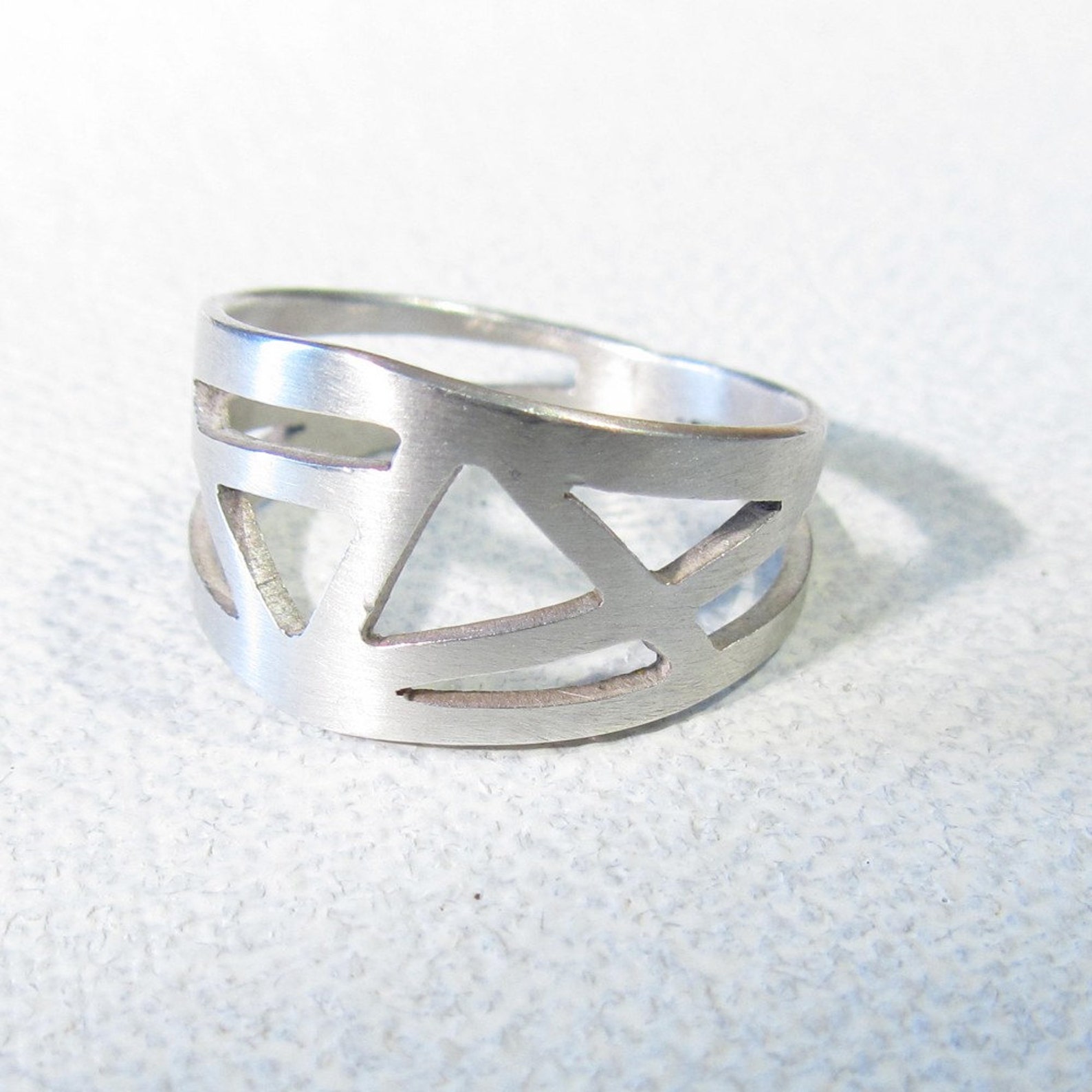 Hand Cut Geometric Ring Sterling Silver ONE OF A KIND - Etsy
