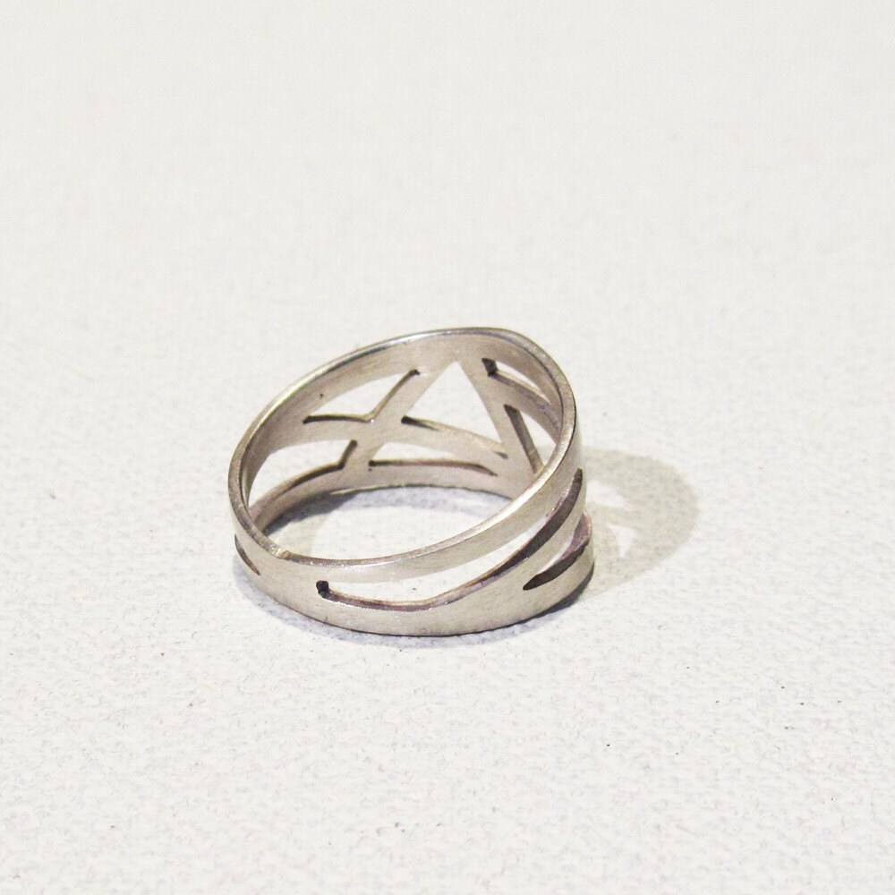 Hand Cut Geometric Ring Sterling Silver ONE OF A KIND - Etsy