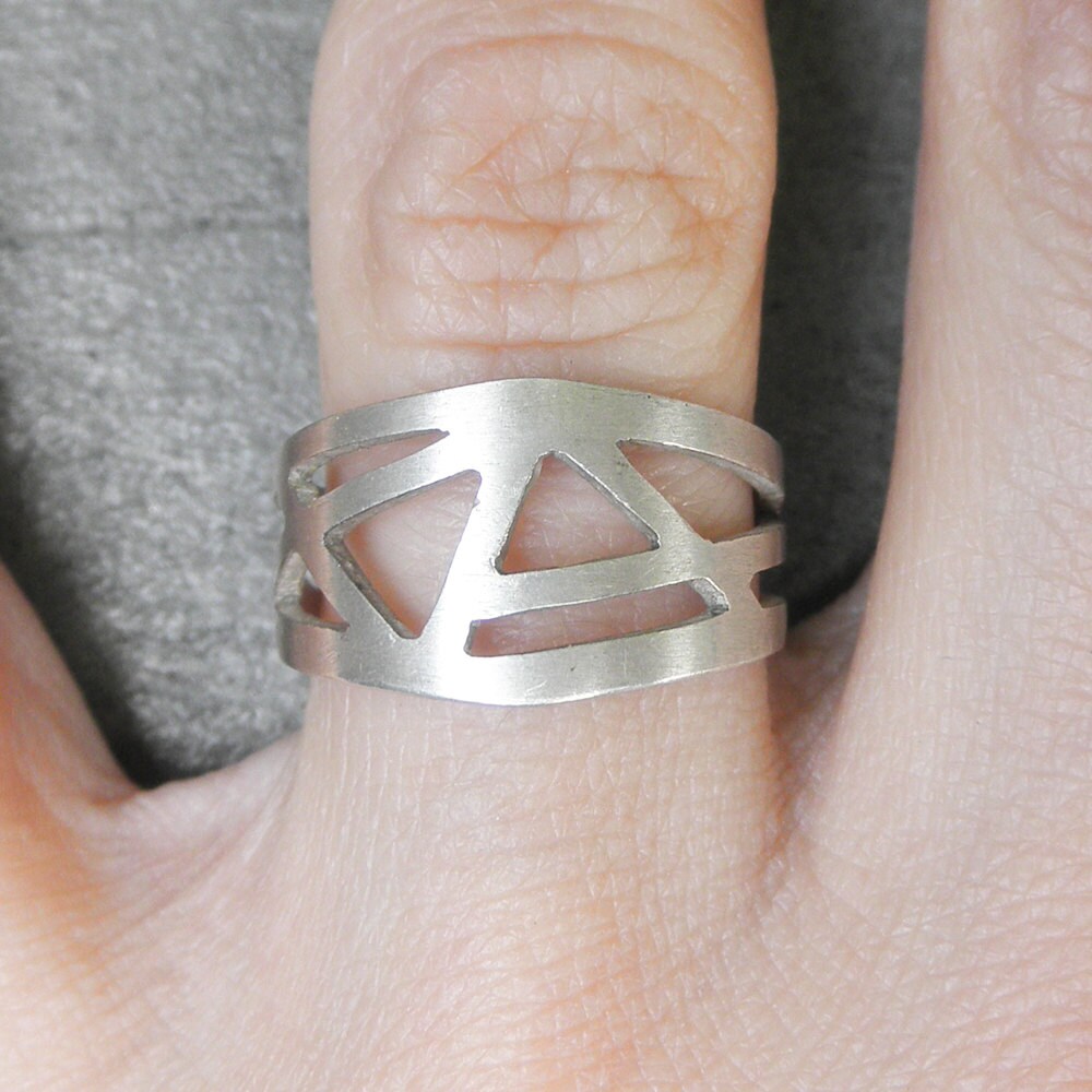 Hand Cut Geometric Ring Sterling Silver ONE OF A KIND - Etsy