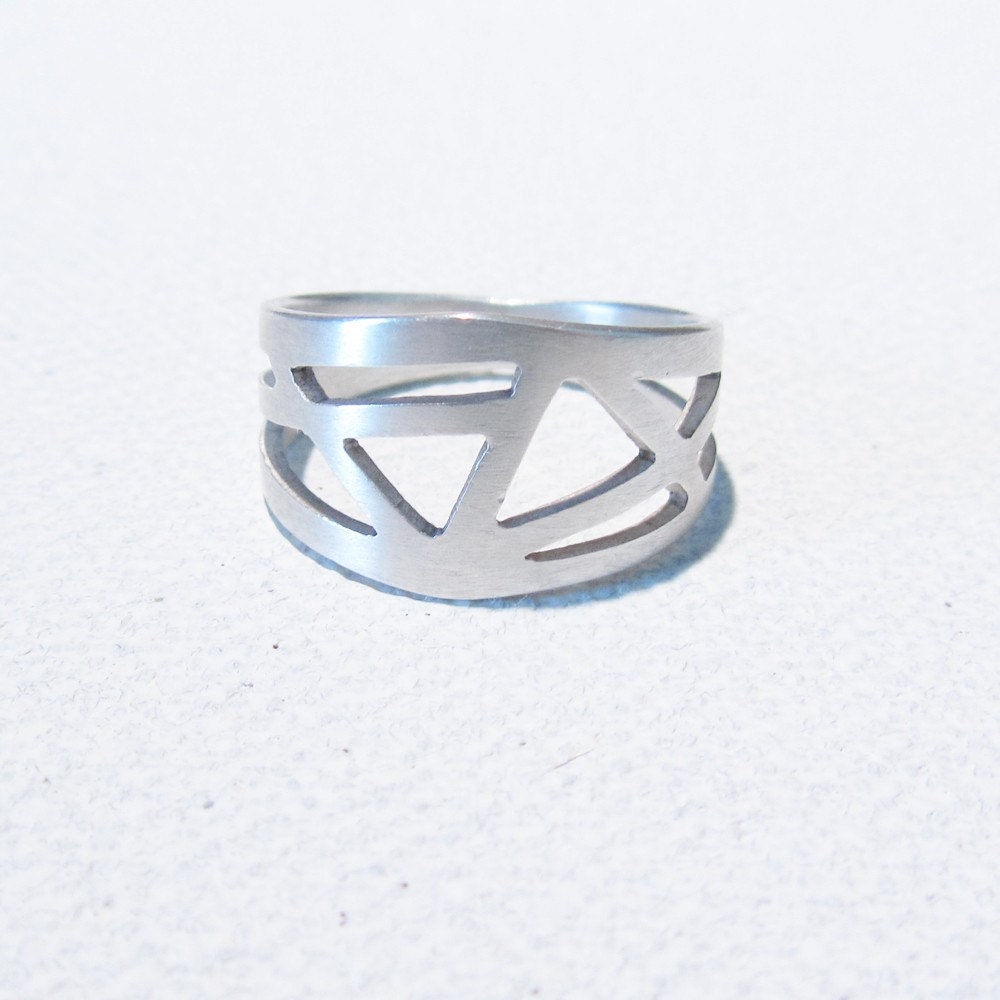 Hand Cut Geometric Ring Sterling Silver ONE OF A KIND - Etsy