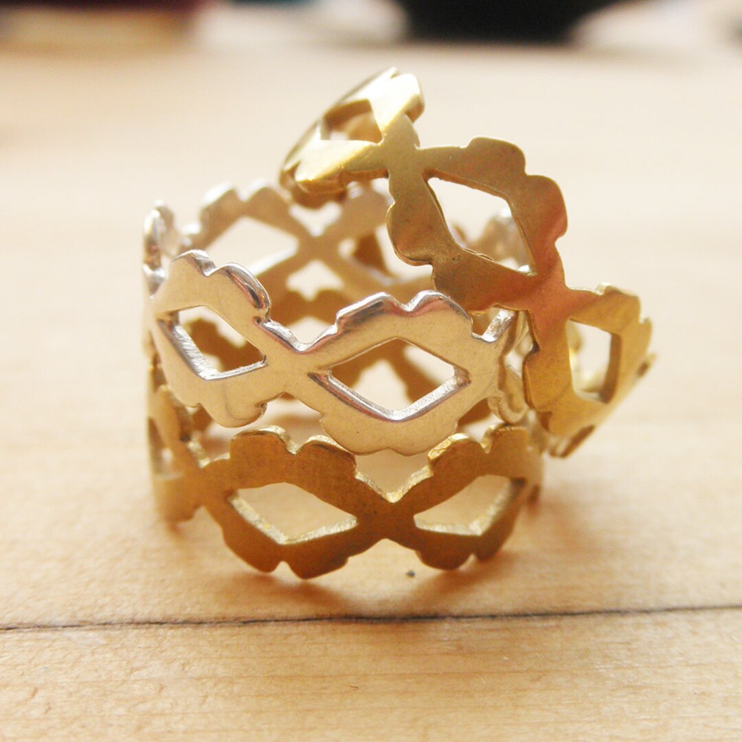 Geometric Kisses Lips Signature Ring Hand Cut Brass - Etsy